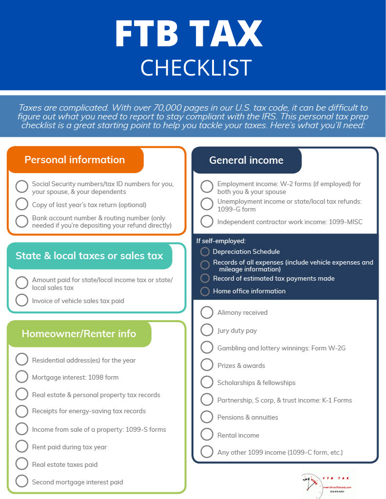 Tax Prep Check Sheet – FTB TAX